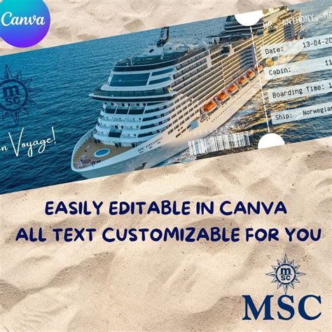 Customizable Editable Msc Cruise Tickets Edit In Canva Etsy