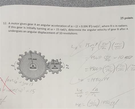 Solved Points A Motor Gives Gear A An Angular Chegg