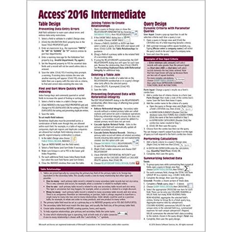 Microsoft Access 2016 Intermediate Quick Reference Nepal Ubuy
