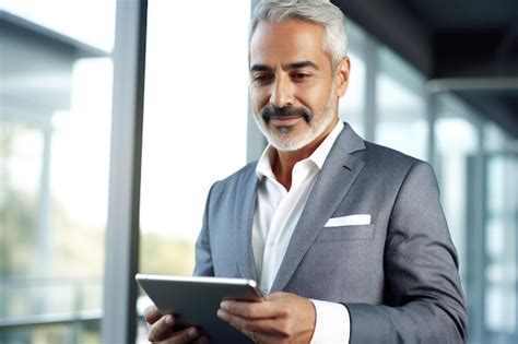 Premium Ai Image Cropped Shot Of A Mature Businessman Holding A Digital Tablet Created With