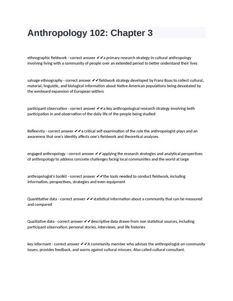 Anthropology 102 Chapter 3 Questions With Actual Answers Exams