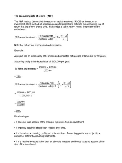 The Accounting Rate Of Return Arr Pdf Investing Capitalism