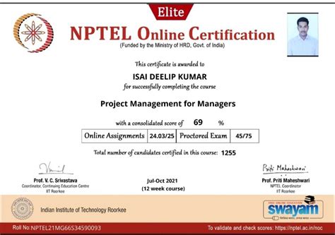 Deelip Kumar Isai On Linkedin Nptel Projectmanagement