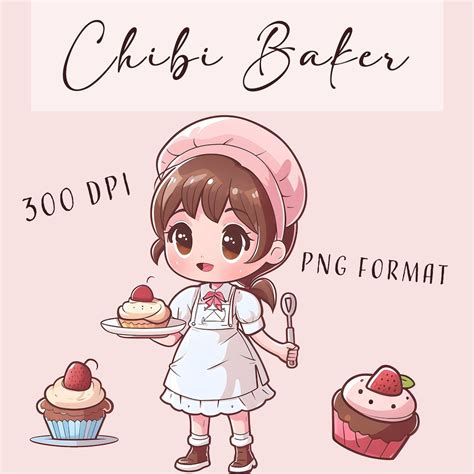 9 Chibi Clip Art Baking Bakery Chibi Chef Chibi Precropped Stickers