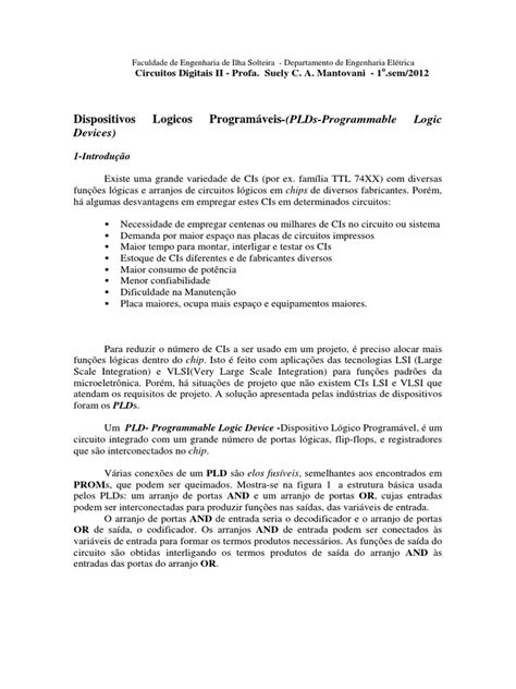 Dispositivos Logicos Programaveis Sem1 Pdf Fpga Circuito Integrado