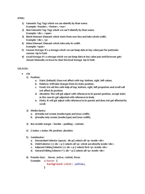 Html And Scss Pdf Pdf Html Element Web Development
