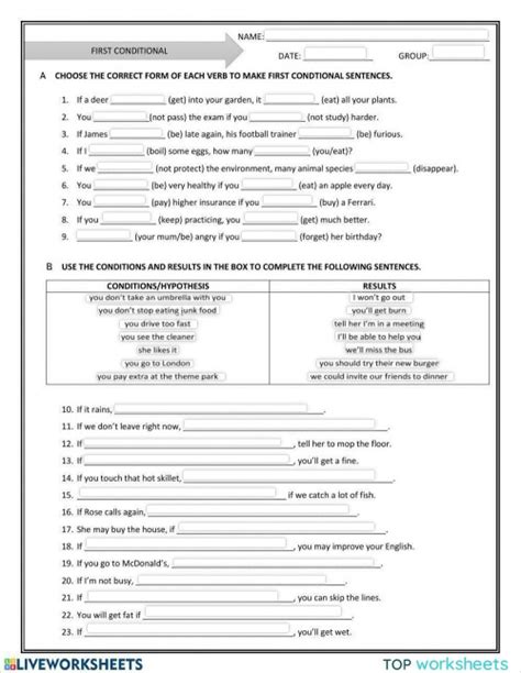 First Conditional Interactive Worksheet Topworksheets