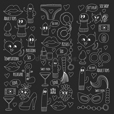 Doodle Humorous Vector Sextoys For Sex Shop Internet Shop Dildo Sex