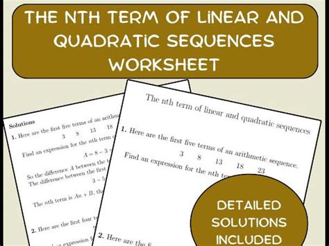 Sequences Gcse Igcse Worksheets With Solutions Teaching Resources