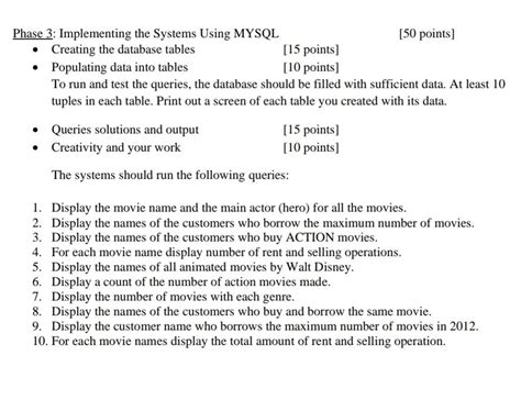 Phase 3 Implementing The Systems Using Mysql [50