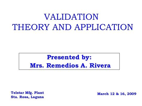 Validation Theory And Application 3