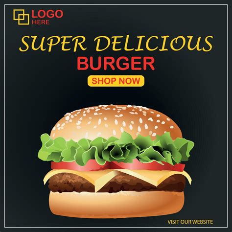 Editable Minimal Social Media Burger Poster Burger Banner Magazine