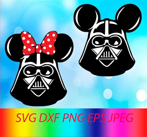 SVG Darth Vader Mickey Mouse Vector Layered Cut File Etsy