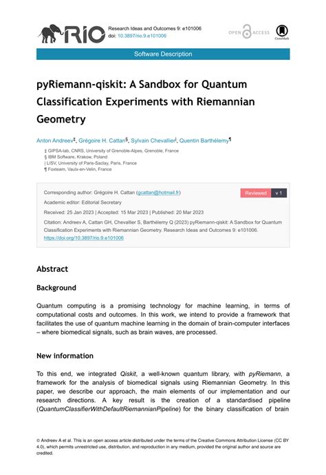 Pdf Pyriemann Qiskit A Sandbox For Quantum Classification
