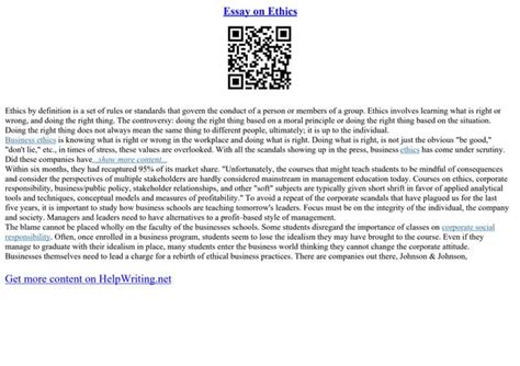 Essay On Ethics Pdf Career Advice Careers