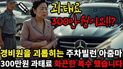 경비원을 괴롭히던 주차빌런 외제차 아줌마 300만원 과태료로 통쾌한 복수한 이야기 Youtube