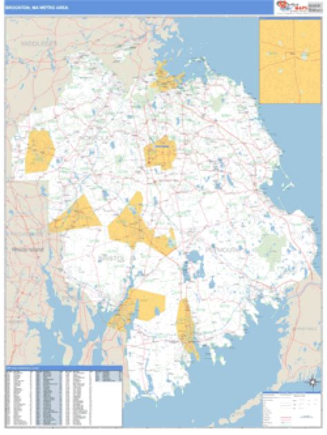 Brockton Massachusetts Metro Area Wall Map
