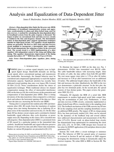 PDF Analysis And Equalization Of Data Dependent Jitter