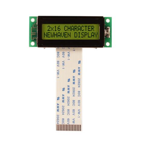 2x16 Character Lcd Stn Yellowgreen With Side Yg Backlight And Flex Cable