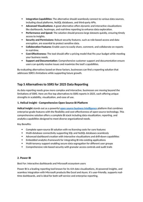 5 Best Alternatives To Ssrs For Advanced Data Reporting Docx