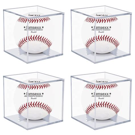 4 Pack Baseball Display Case Uv Protected Acrylic Boxes For Display