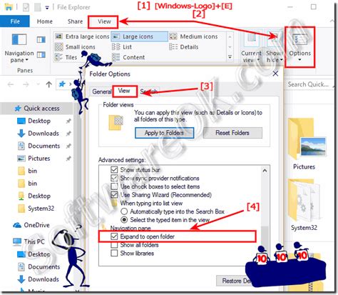 auto expand the folders in windows 10 ms explorer how to