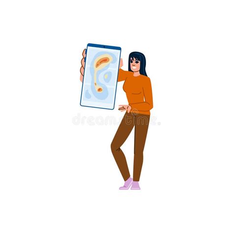 Woman Showing Smartphone With Map Navigation App Stock Illustration