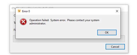 Error Operation Failed System Error Error Appears In Vault
