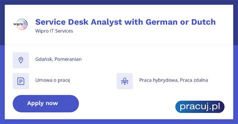 oferta pracy service desk analyst with german or dutch wipro it