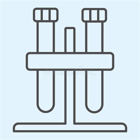 Flask Tubes In Stand Thin Line Icon Two Lab Test Tube For Chemistry Science Outline Style
