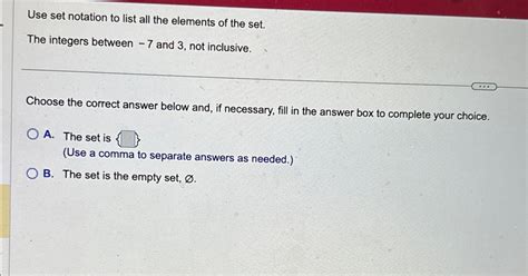 Solved Use Set Notation To List All The Elements Of The
