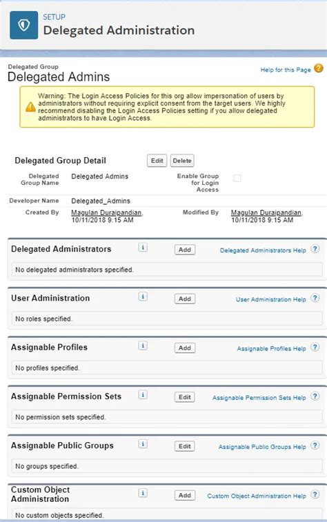 how to setup delegated administration in salesforce infallibletechie