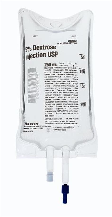 Baxter 5 Dextrose Injection Usp 250 Ml Viaflex Plastic Container 36 Pack Exam Tables Direct