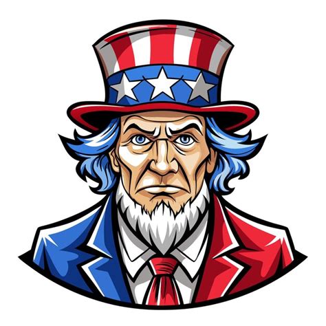 Serious Uncle Sam Vector Illustration Red White And Blue Against White