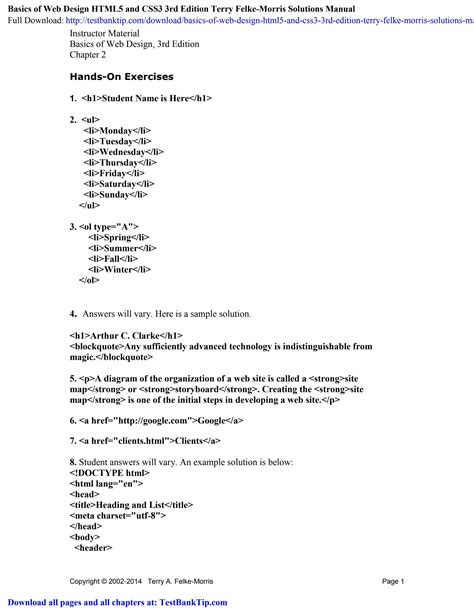 Basics Of Web Design Html5 And Css3 3rd Edition Terry Felke Morris Solutions Manual By Johntu91