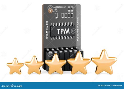 Trusted Platform Module Tpm With Five Golden Stars 3d Rendering Royalty Free Stock Image