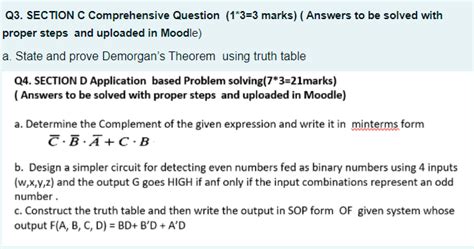 Solved Q SECTION C Comprehensive Question Marks Chegg Com
