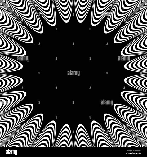 Abstract Element With Radiating Lines Monochrome Concentric Radial Pattern Distortion