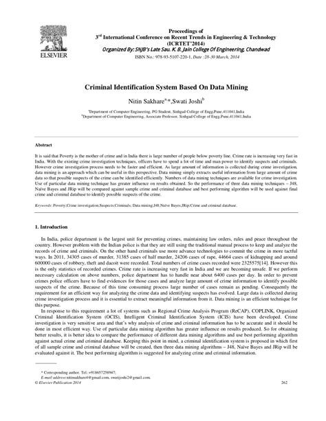 Pdf Criminal Identification System Based On Data Mining