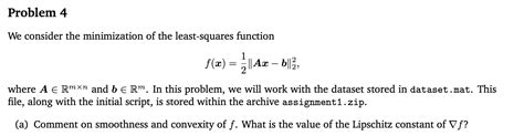 Solved We Consider The Minimization Of The Least Squares