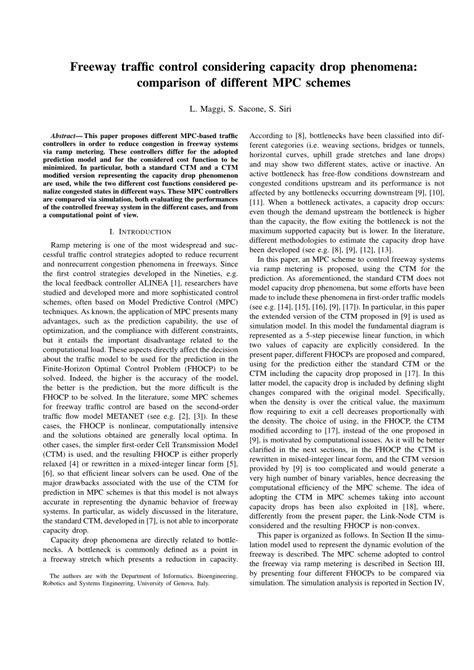 Pdf Freeway Traffic Control Considering Capacity Drop Phenomena Comparison Of Different Mpc