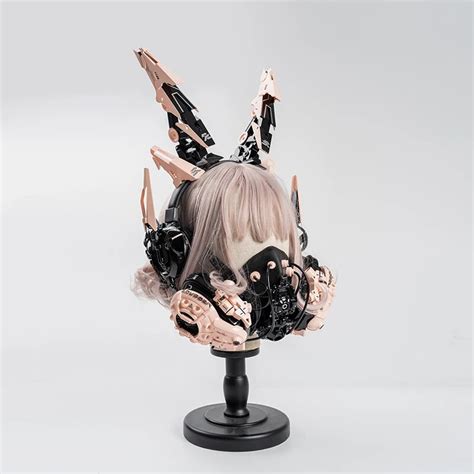 사이버펑크 토끼 공상 과학 기술 기능성 바람 헤드폰 헤드웨어 핑크 사이버펑크 바 코스프레 소품 할로윈 크리스마스 멋진 파티