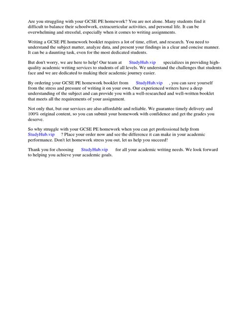 Gcse Pe Homework Booklet Pdf Facebook Linked In