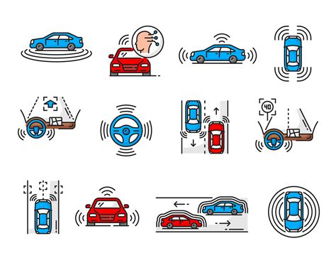 Driverless Car And Autonomous Driving Vehicle Icon 13410957 Vector Art