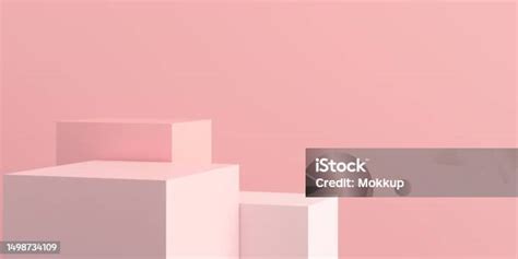 제품 연단 핑크 화이트 스퀘어 포디움 핑크 배경 3d 일러스트레이션 0명에 대한 스톡 사진 및 기타 이미지 0명 3차원