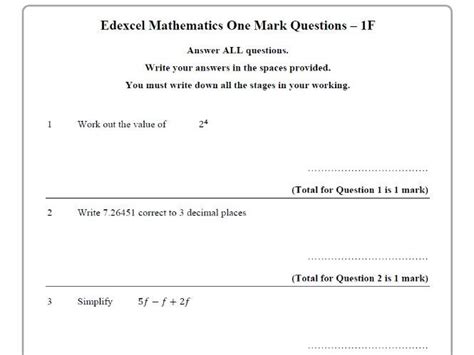 Edexcel Gcse Maths 9 1 Starter Questions Teaching Resources