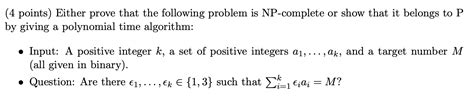 Solved Points Either Prove That The Following Problem Is Chegg