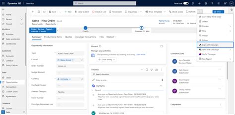 sign documents with docusign for dynamics 365