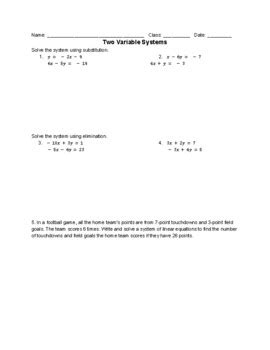 Two Variable Systems Review By Schyler Scott TPT