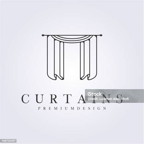 라인 아트 커튼 로고 기호 아이콘 템플릿 벡터 일러스트레이션 디자인 0명에 대한 스톡 벡터 아트 및 기타 이미지 0명